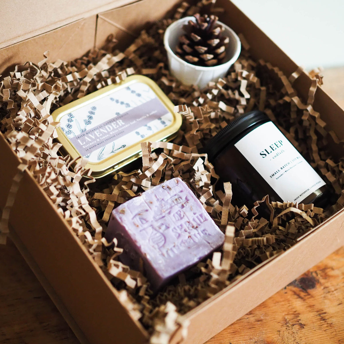 Sleep & Stillness – Calming Irish Gift Box – The Bearded Candle Makers
